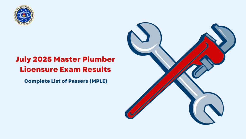 July 2025 Master Plumber Licensure Exam Results: Complete List of ...